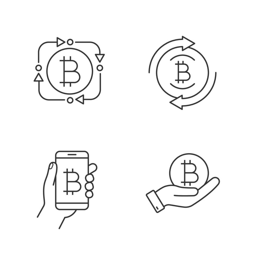 Bitcoin cryptocurrency linear icons set. Fintech, bitcoin refund ... Bitcoin cryptocurrency linear icons set. Fintech, bitcoin refund ...
