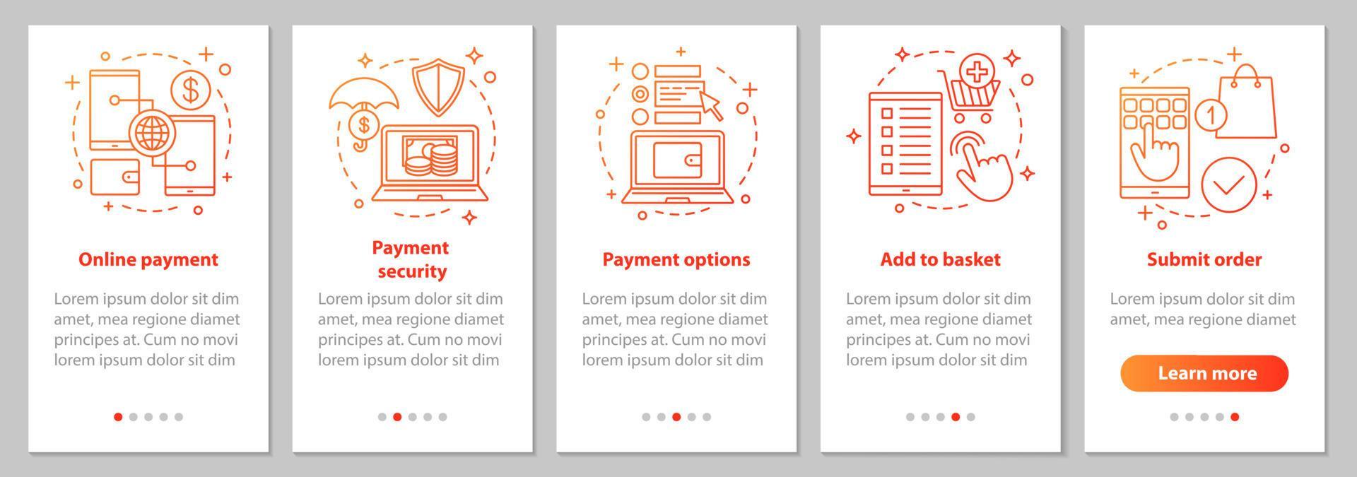 Online Shopping Onboarding Mobile App Page Screen With Linear Concepts Digital Purchase E
