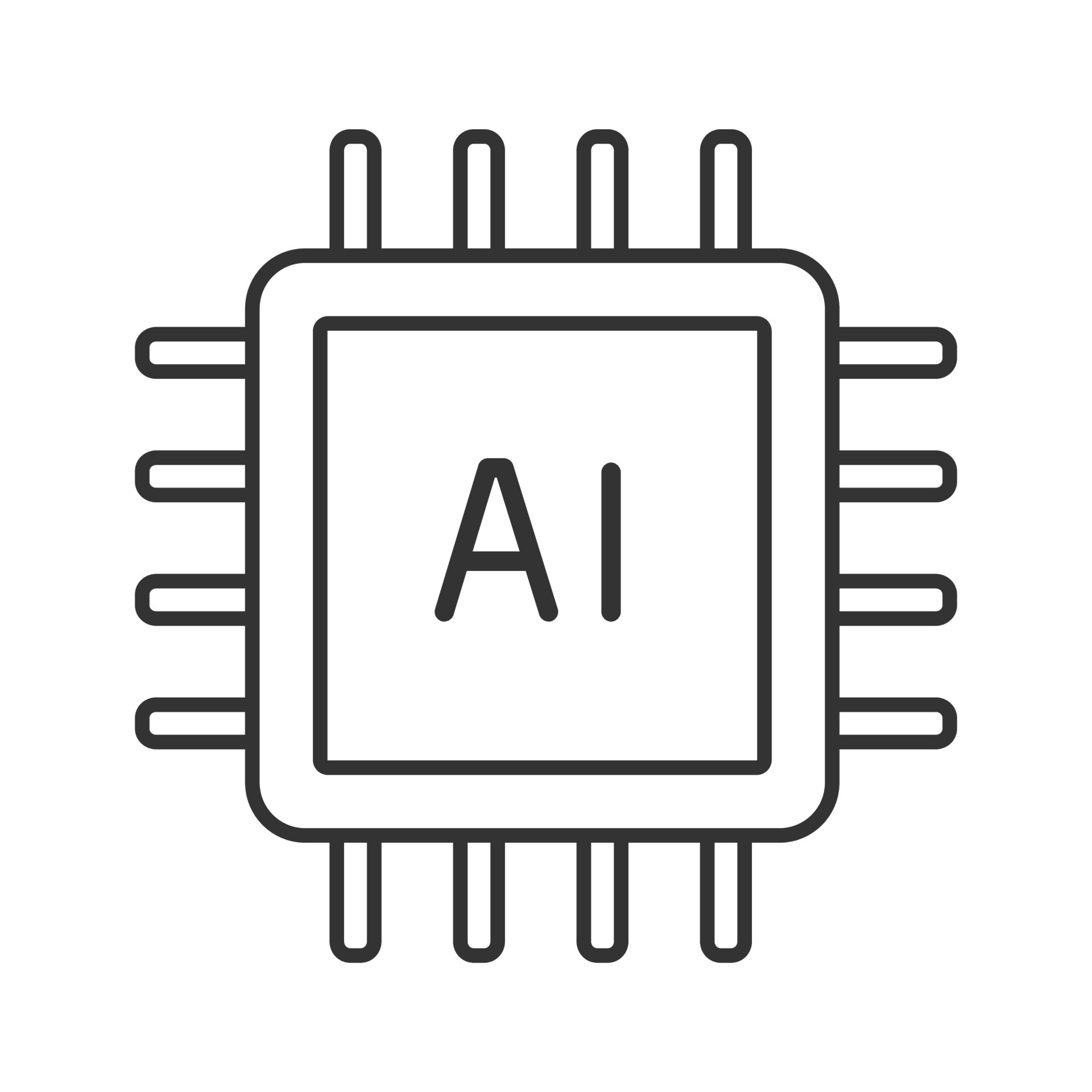 Ai Processor Linear Icon Microprocessor For Artificial Intelligence System Thin Line
