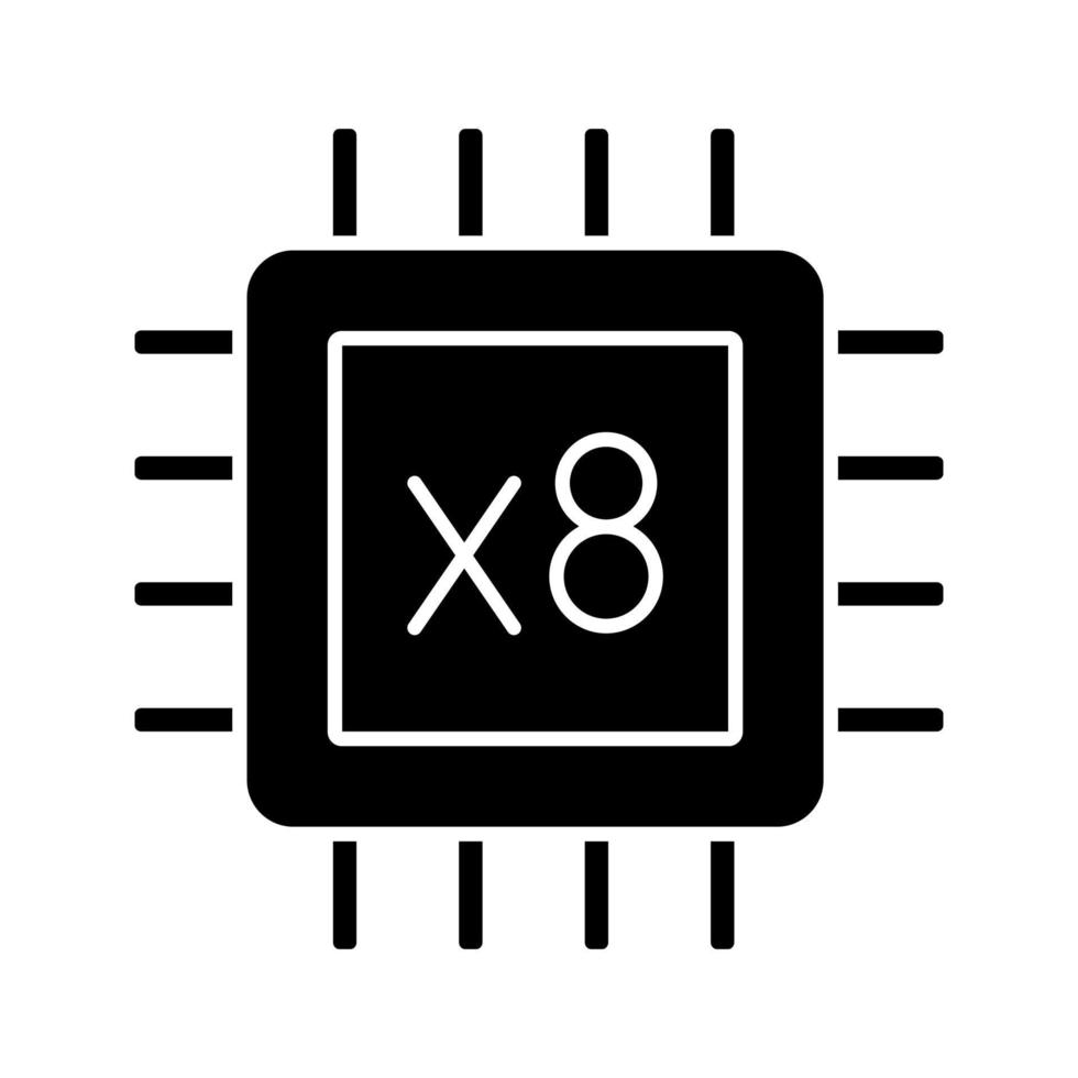 Octa Core Processor Glyph Icon Eight Core Microprocessor Microchip Chipset Cpu Computer