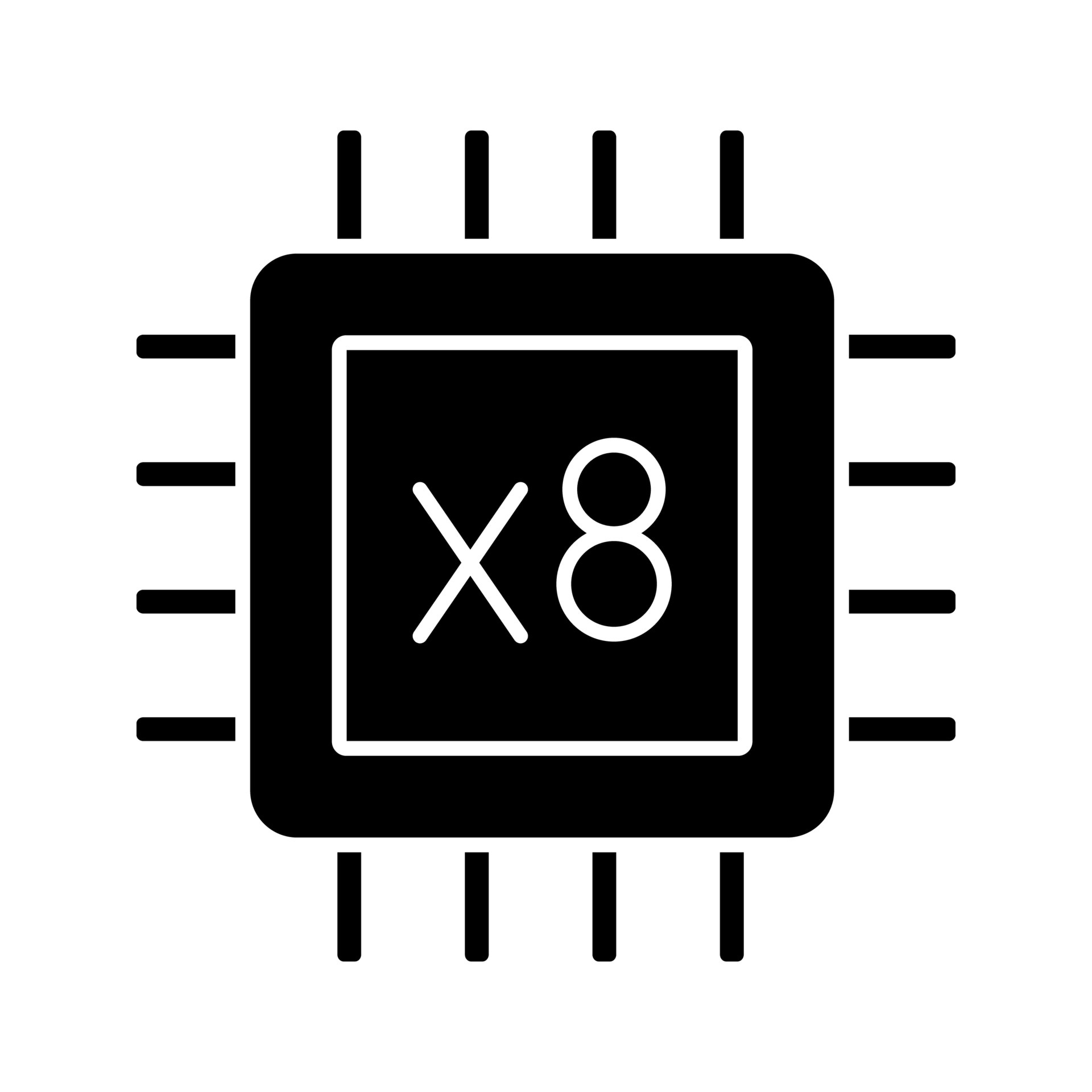 Octa Core Processor Glyph Icon Eight Core Microprocessor Microchip Chipset Cpu Computer