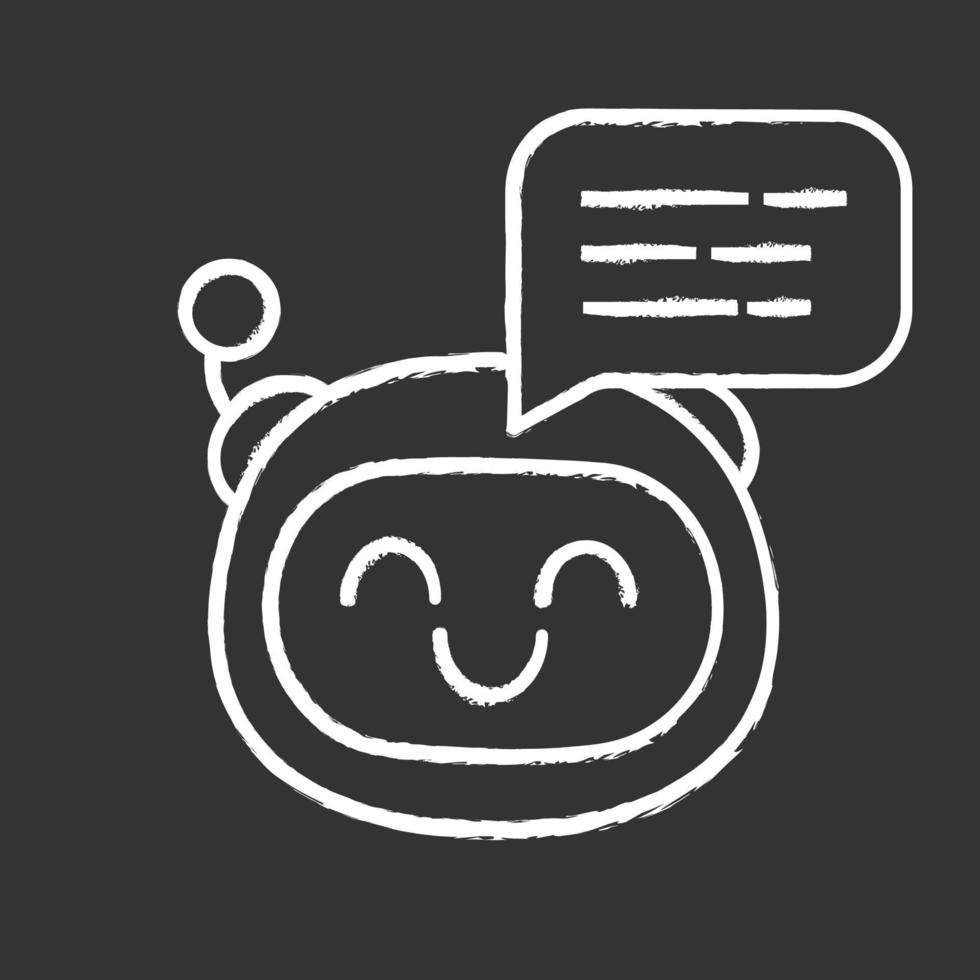 Chatbot message chalk icon. Talkbot. Laughing chat bot. Modern robot ... Chatbot message chalk icon. Talkbot. Laughing chat bot. Modern robot ...