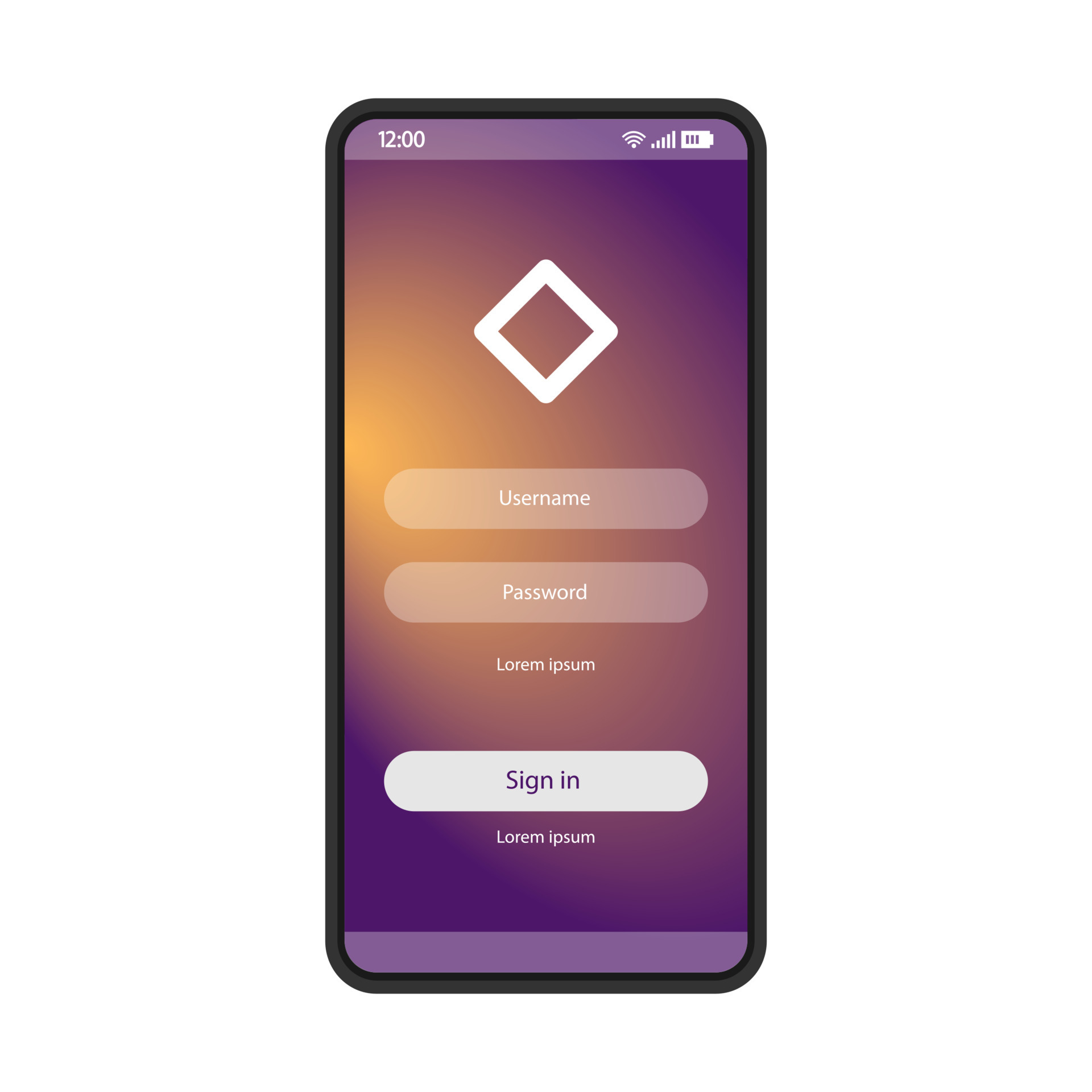 User Authorization Smartphone Page Vector Template Sign In Mobile App