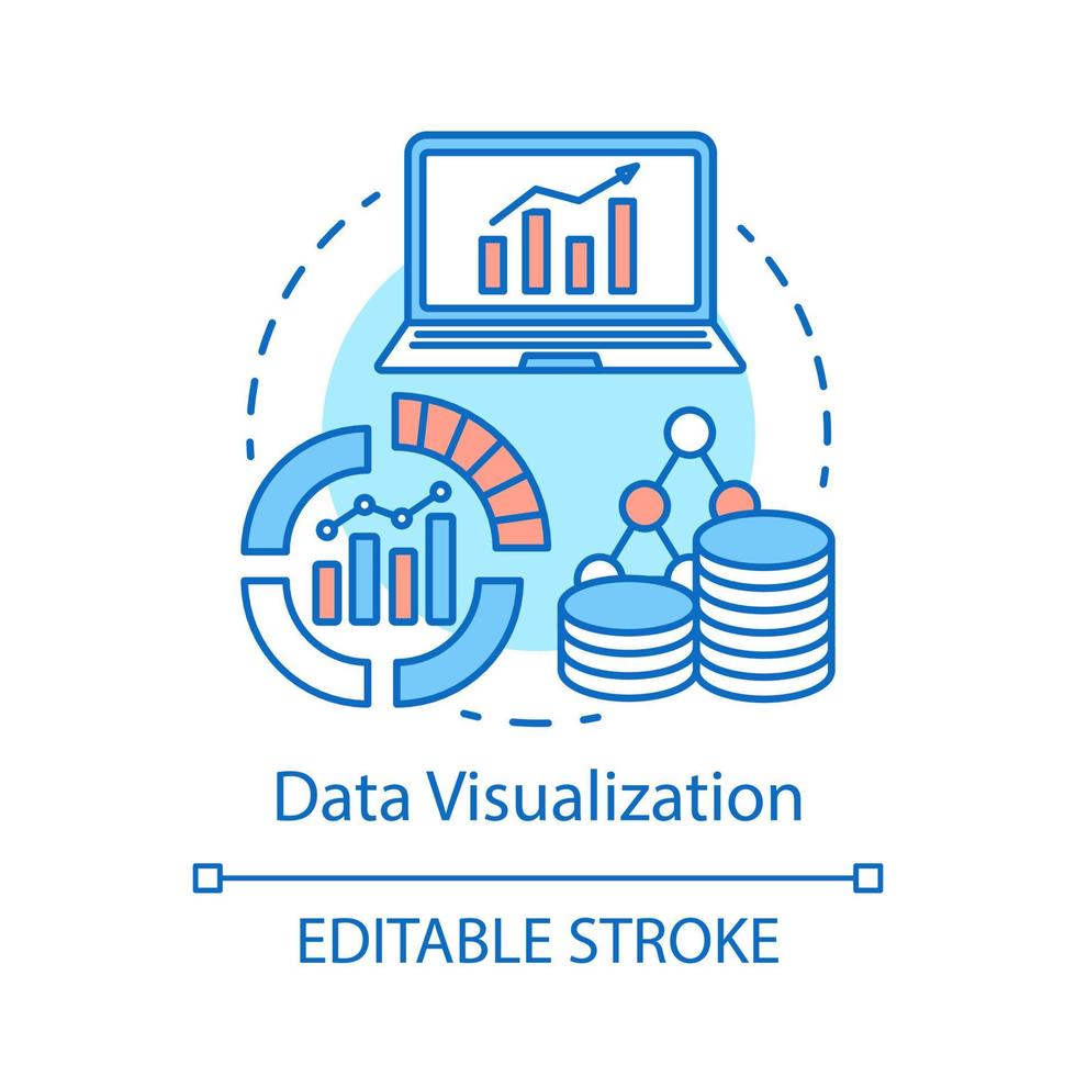 Data visualization concept icon. Web metrics and analytics idea thin ...