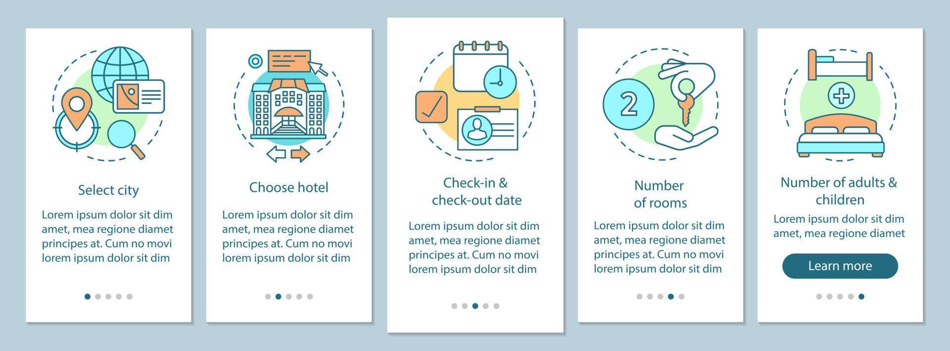 Hotel Booking Onboarding Mobile App Page Screen With Linear Concepts
