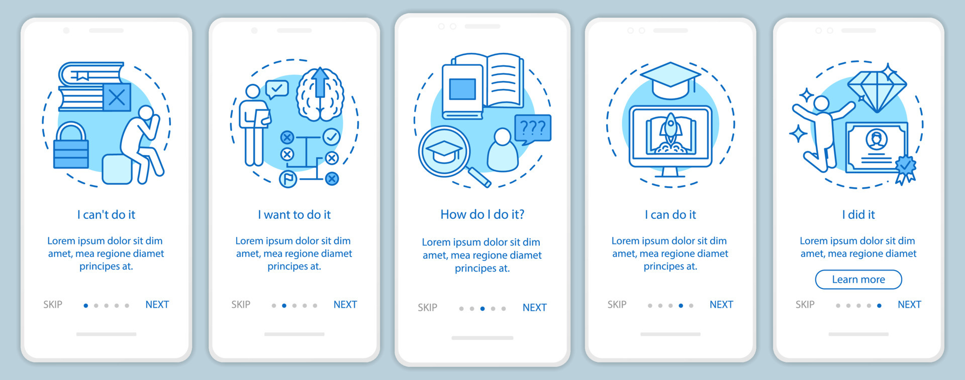Education Motivation Onboarding Mobile App Page Screen With Linear Concepts Way To Success