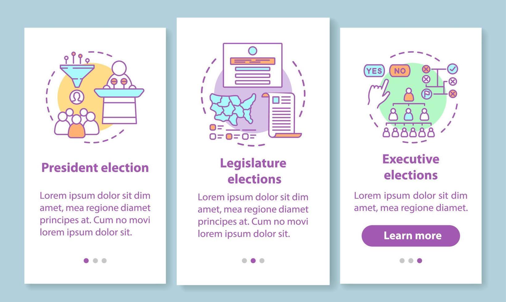 Elections onboarding mobile app page screen with linear concept ...