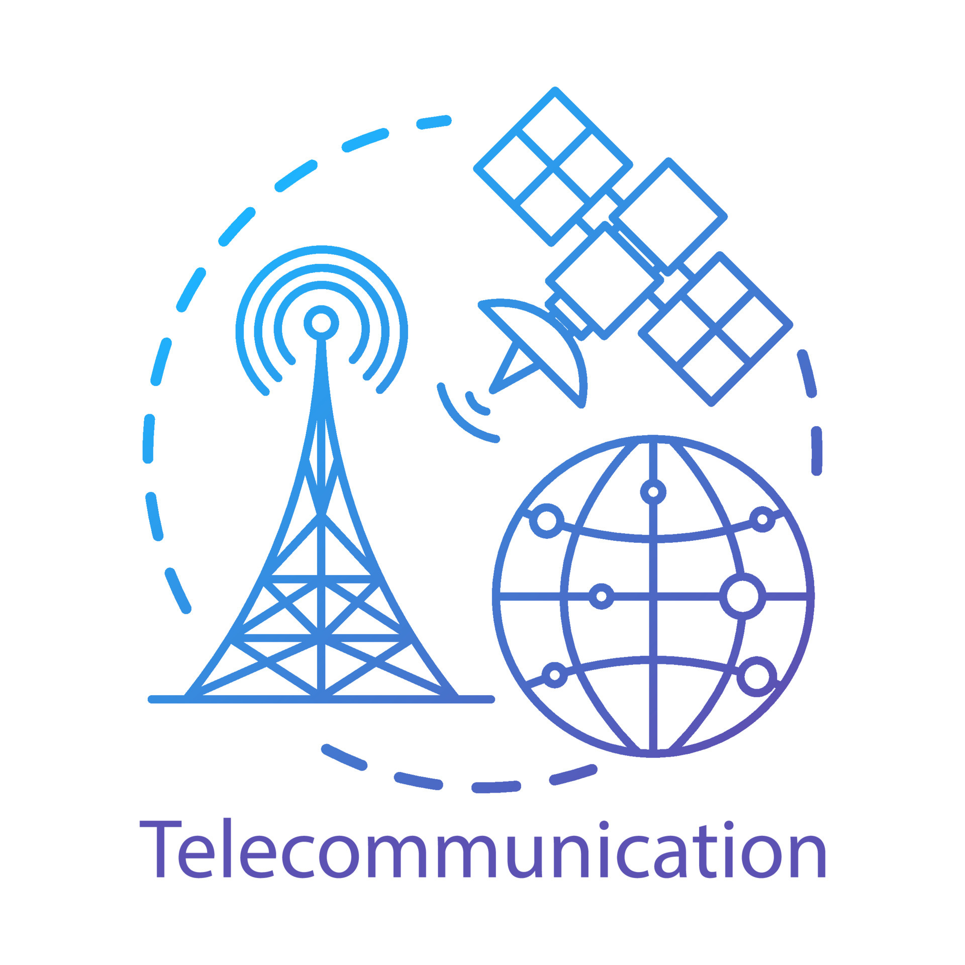 Telecommunication concept icon. Overall wireless network. Satellite ... Telecommunication concept icon. Overall wireless network. Satellite ...