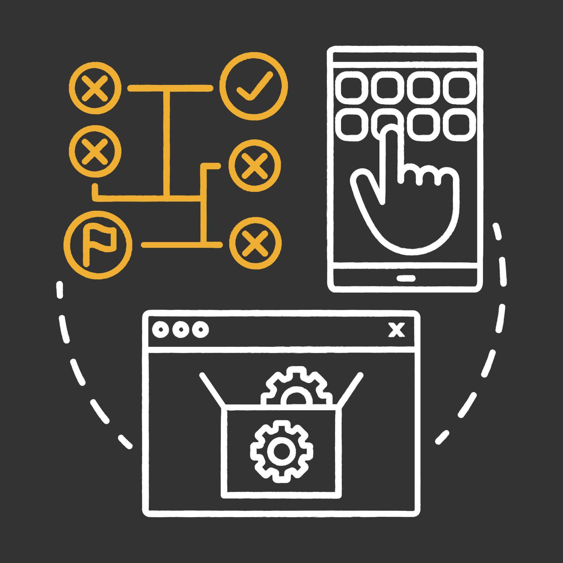 Usability Testing Chalk Concept Icon Software Development Stage Idea Thin Line Illustration