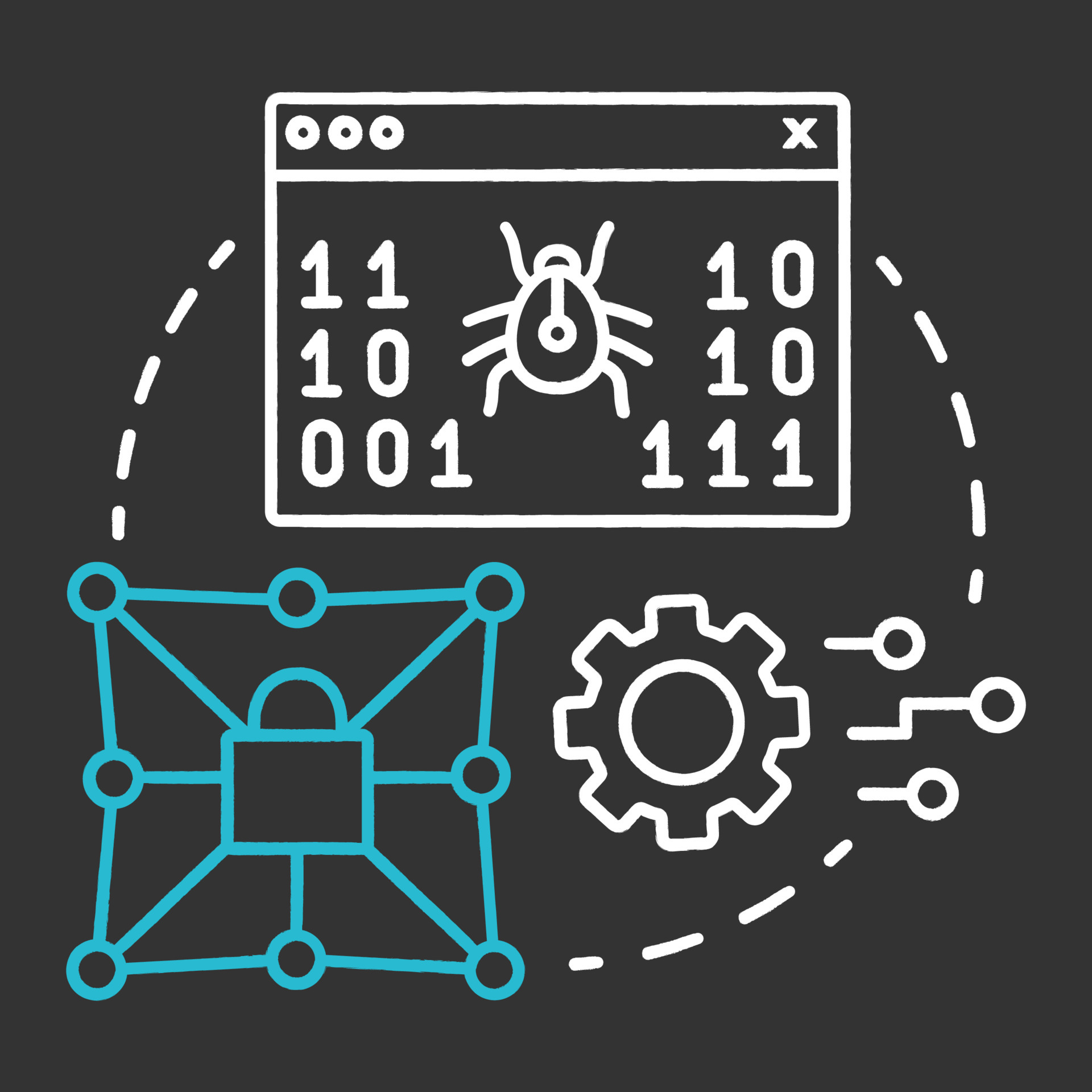 Security Testing Chalk Concept Icon Software Development Stage Idea Thin Line Illustration