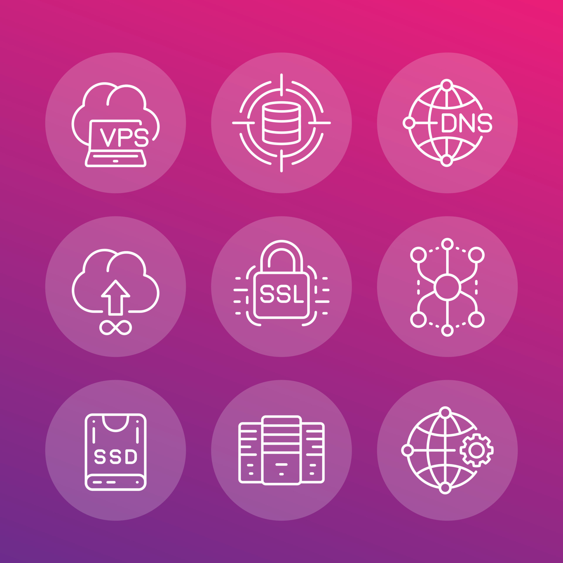 hosting service and network solutions, servers linear icons set 4332341 Vector Art at Vecteezy