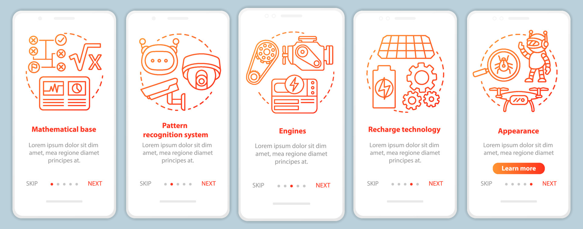 Technology In Robotics Onboarding Mobile App Page Screen Vector Template Engineering Autonomous