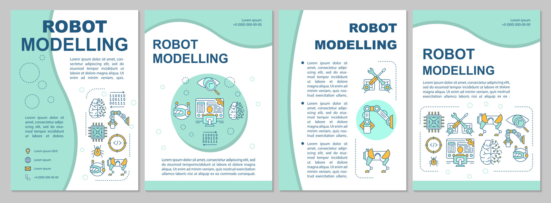 Robot modelling brochure template. Engineering and robotization. Flyer ...