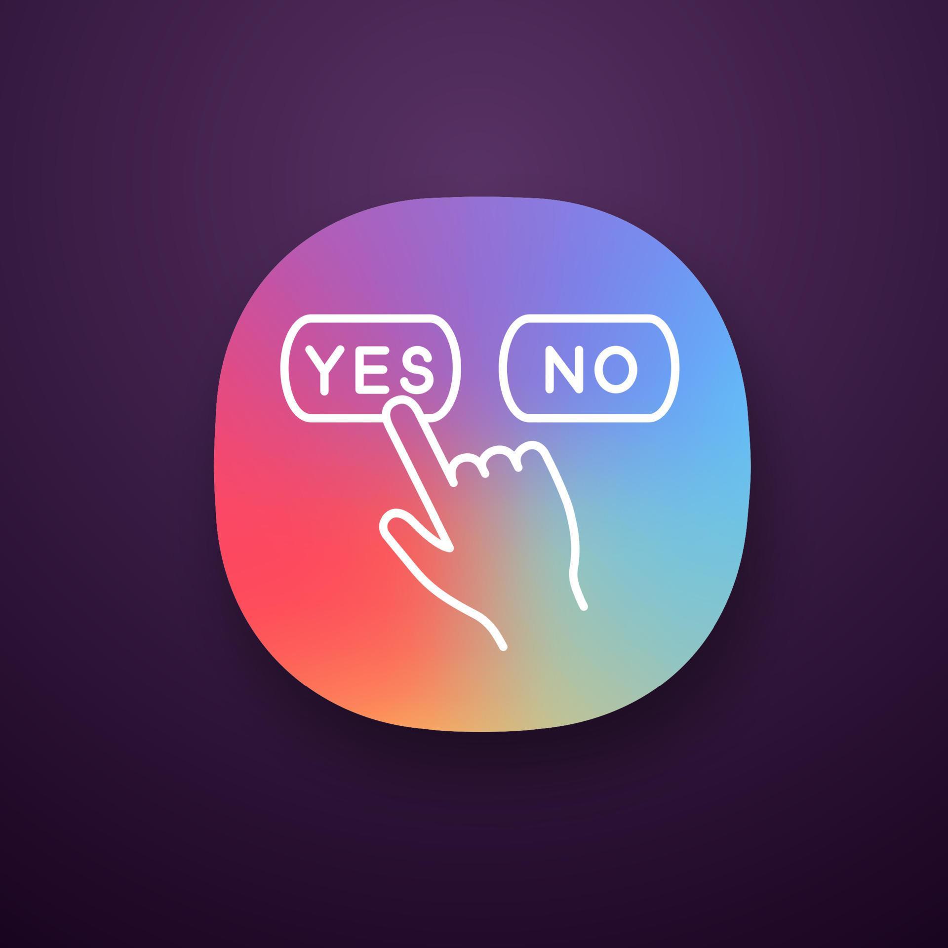 Yes Or No Click App Icon Ui Ux User Interface Accept And Decline Buttons Hand Pressing Button