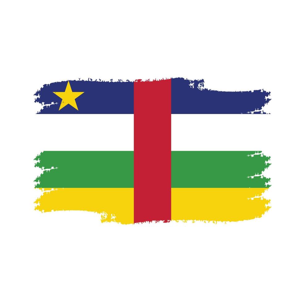 Central African Republic Flag Vector With Watercolor Brush Style