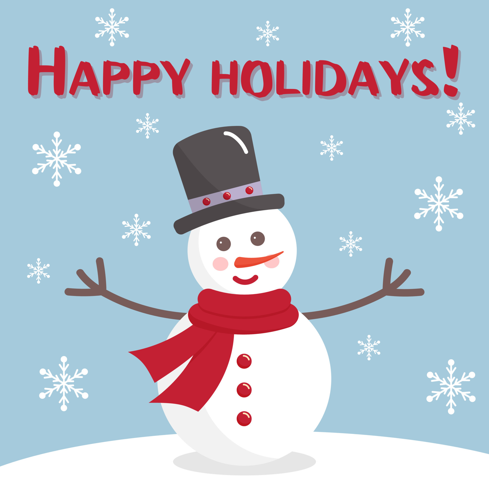 Happy holidays text with snowman and snowflakes. 4341779 Vector Art at ...