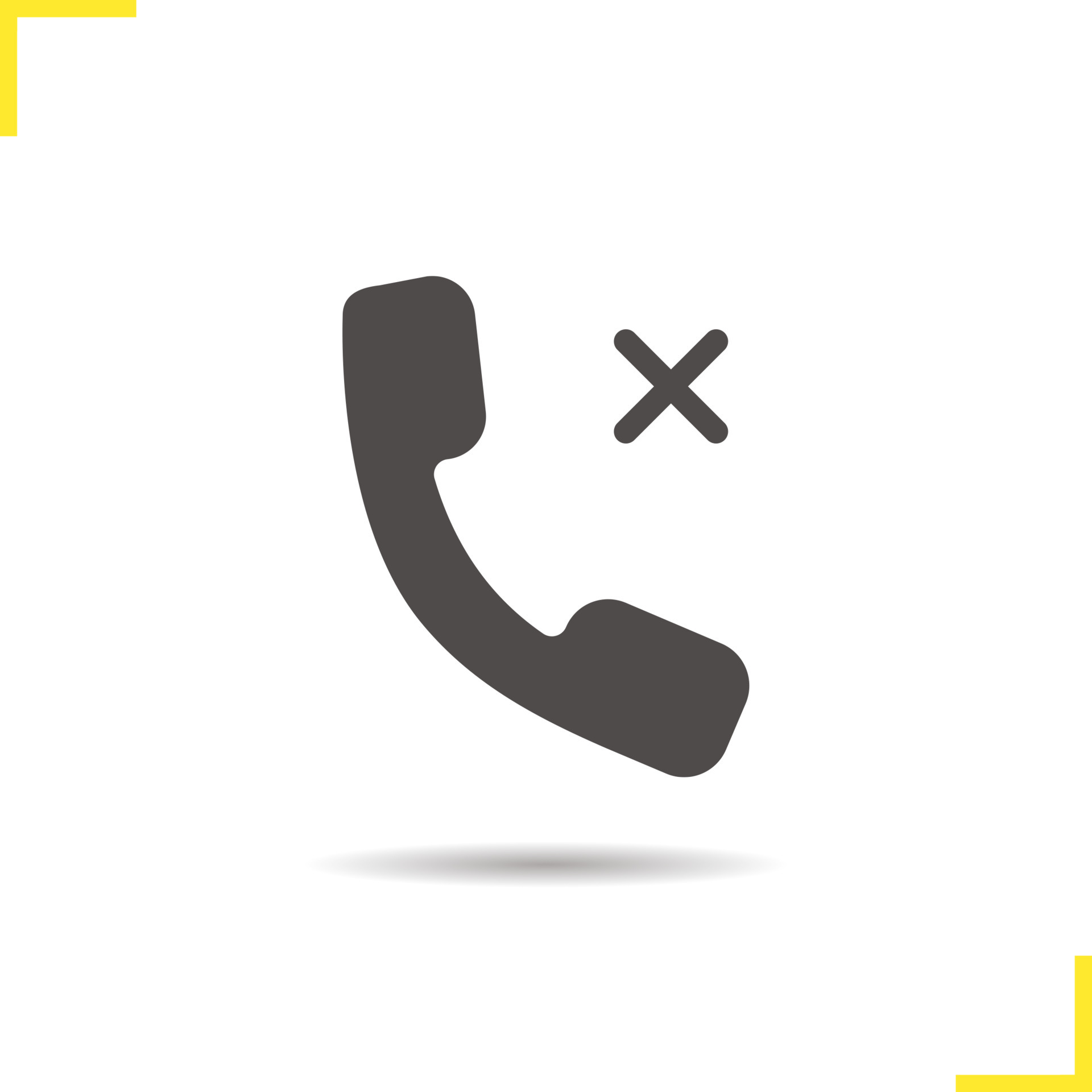 Rejected call icon. Drop shadow handset silhouette symbol. Cancelled ... Rejected call icon. Drop shadow handset silhouette symbol. Cancelled ...