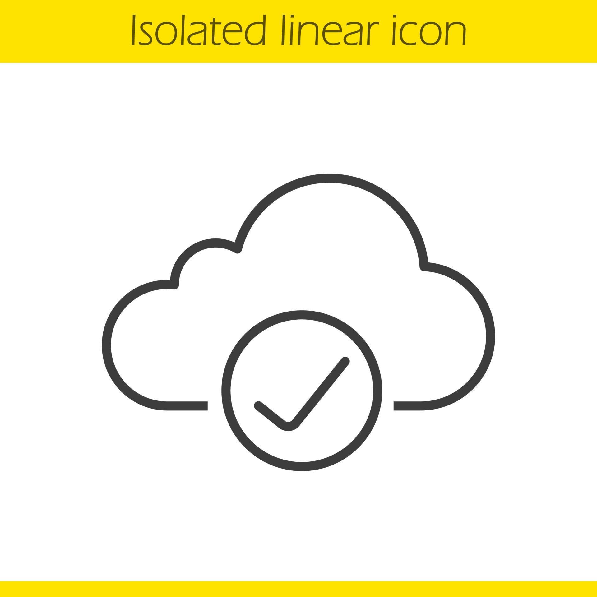 Cloud Storage Linear Icon Thin Line Illustration Cloud Computing Check Mark Access Granted