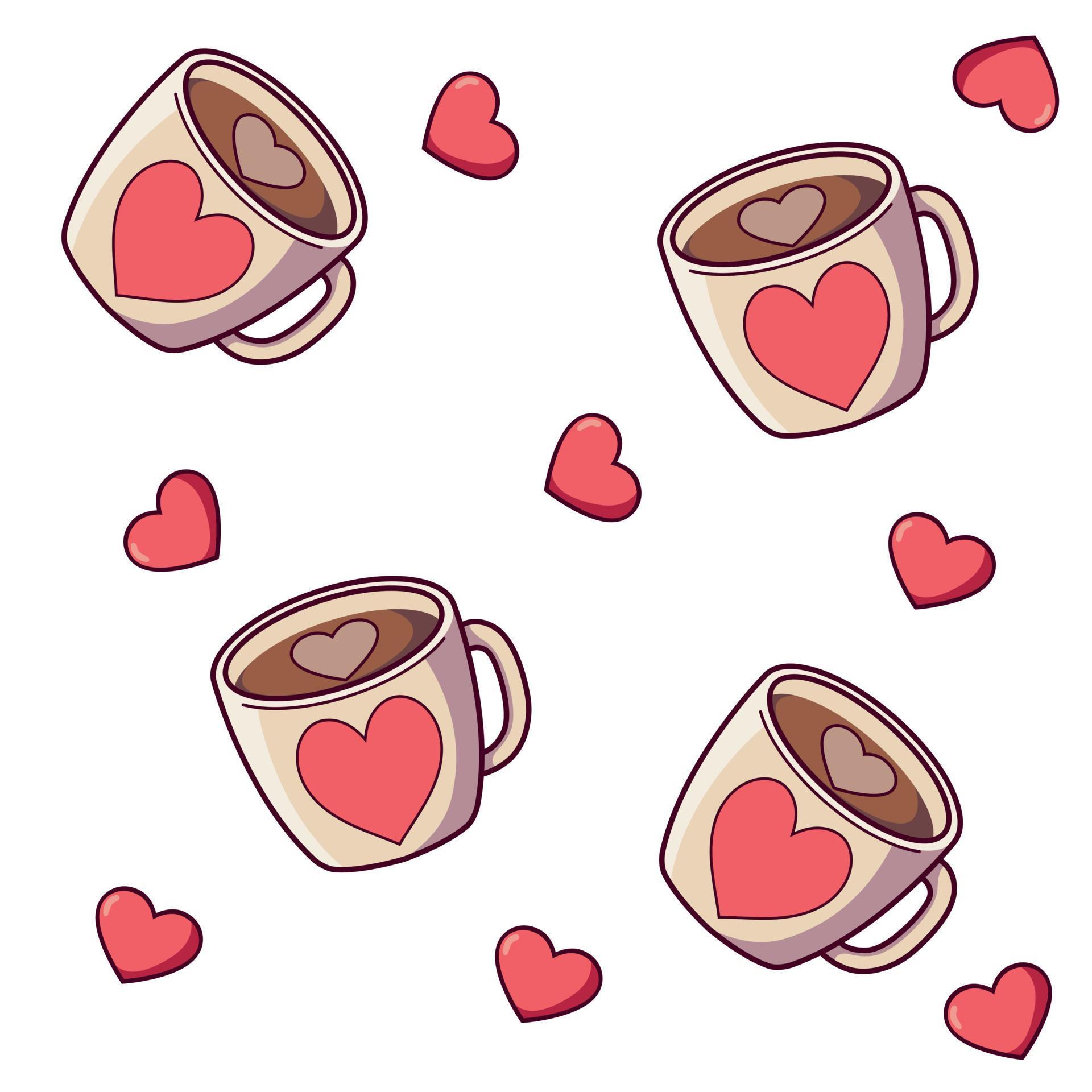 Set of Valentine mugs with hearts 4375242 Vector Art at Vecteezy