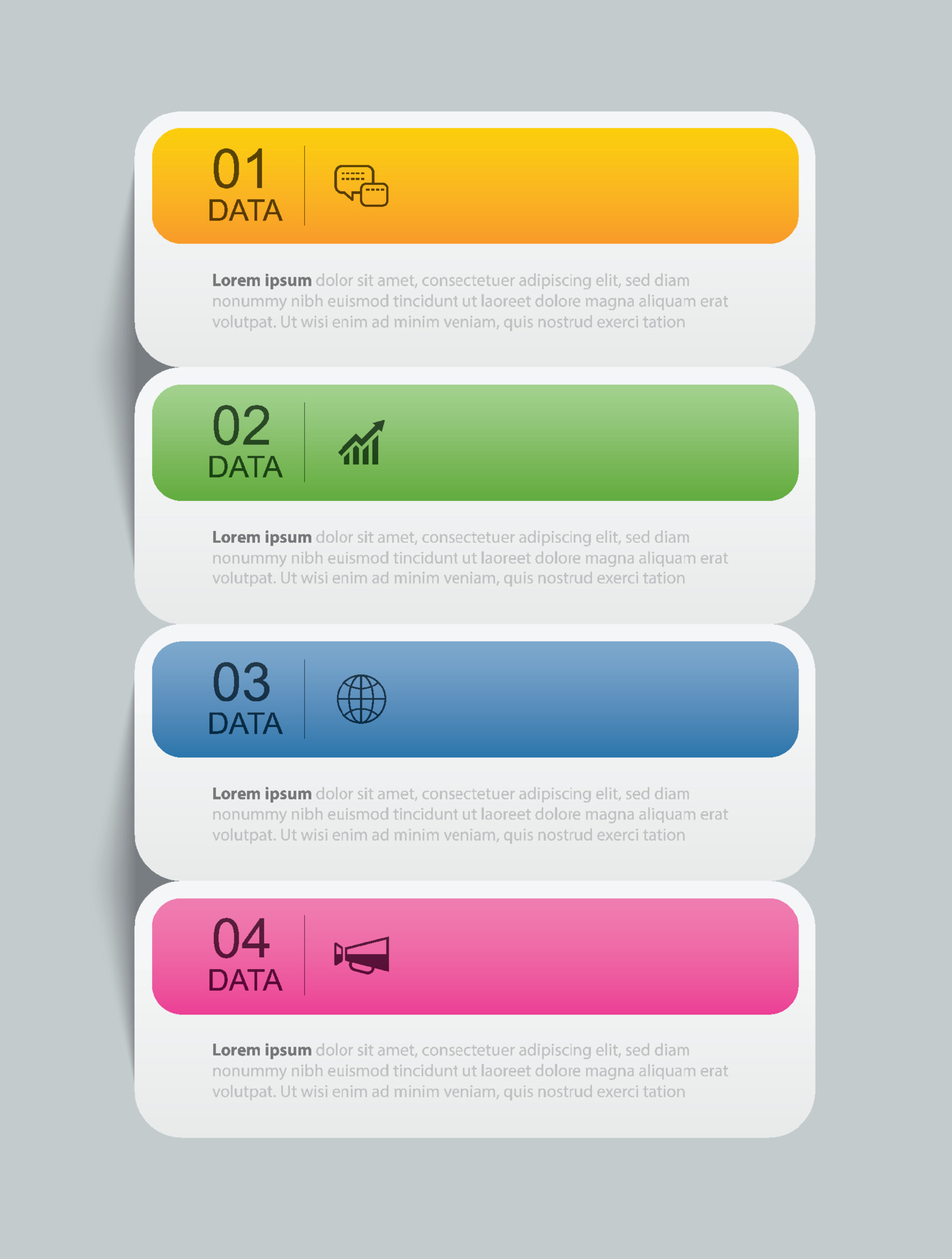 4 data infographics tab paper index template. Vector illustration ...