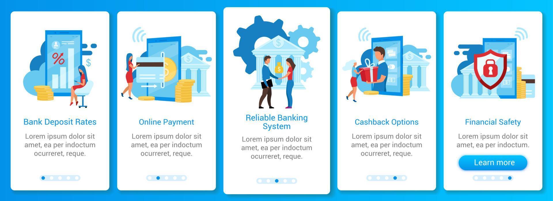 Banking Onboarding Mobile App Screen Vector Template Deposit Rates Online Payment Financial