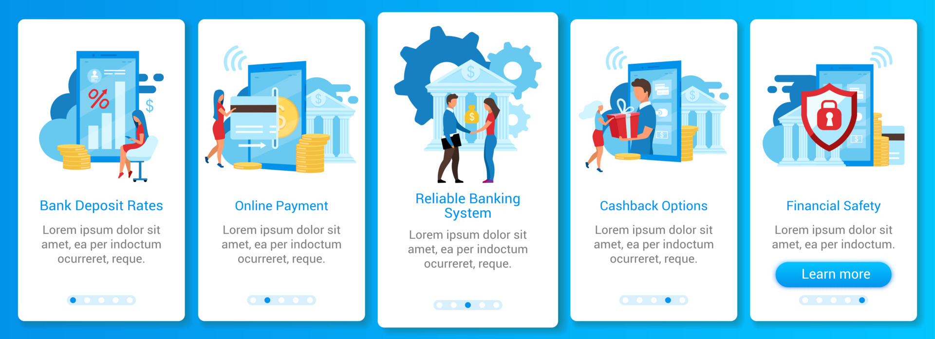 Banking Onboarding Mobile App Screen Vector Template Deposit Rates Online Payment Financial