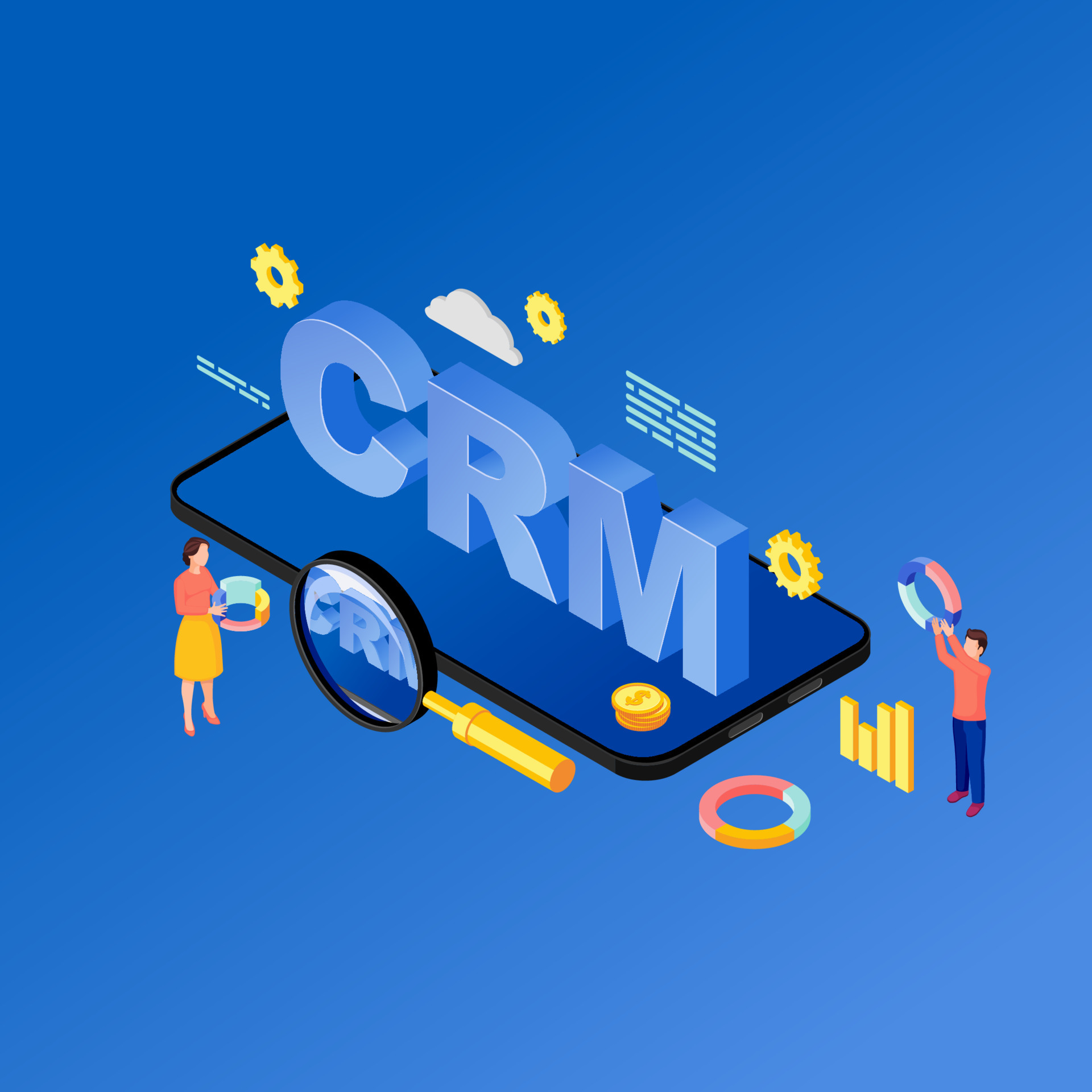 Smartphone Crm App Isometric Illustration Customer Relationship