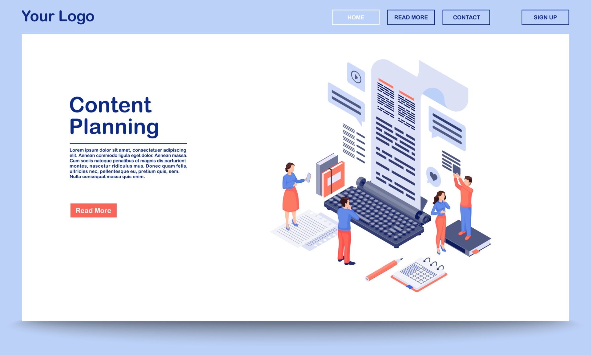 Content planning and management landing page template. Copywriting ...