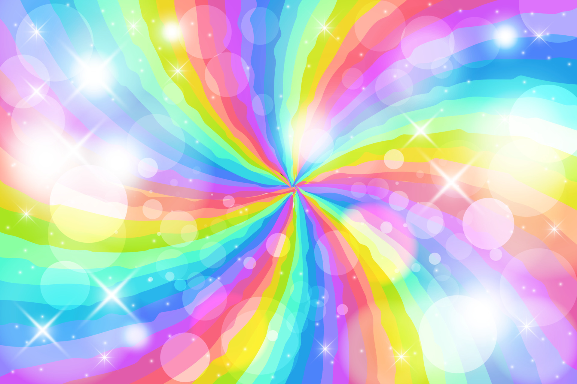 Rainbow swirl background with stars. Radial gradient rainbow of twisted ... Rainbow swirl background with stars. Radial gradient rainbow of twisted ...