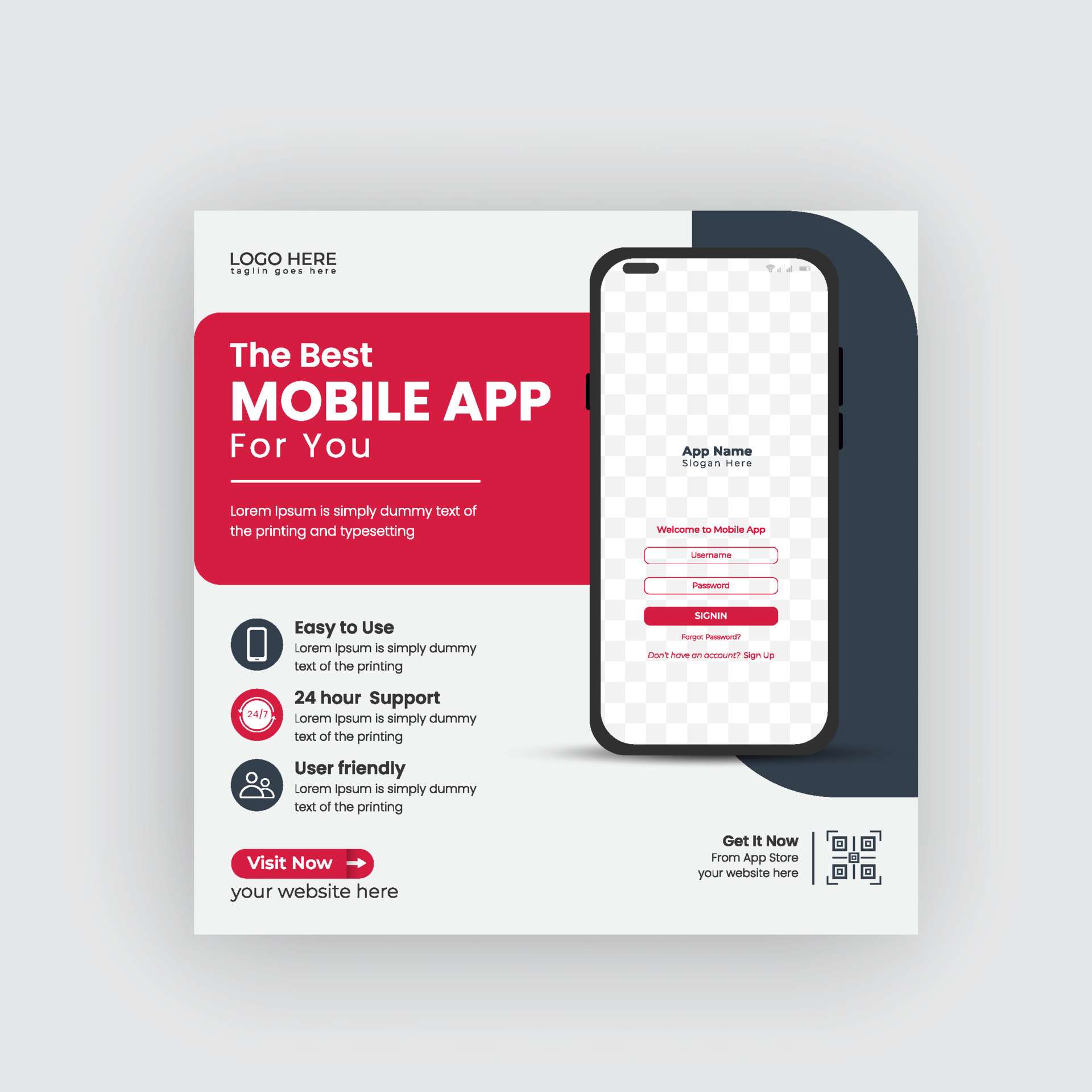 Mobile App Promotion Social Media Banner And Web Banner Template Pro