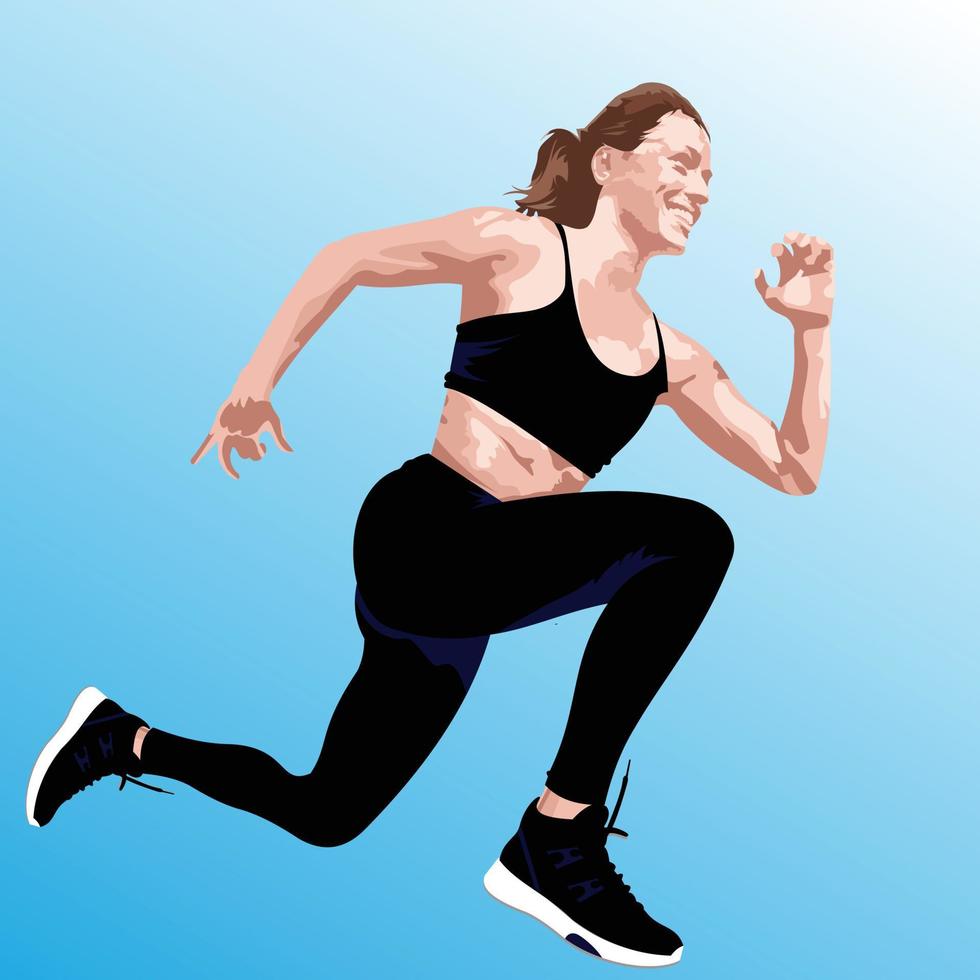 Athletic girl running in black tracksuit ,and she is smiling. 4398280 ...