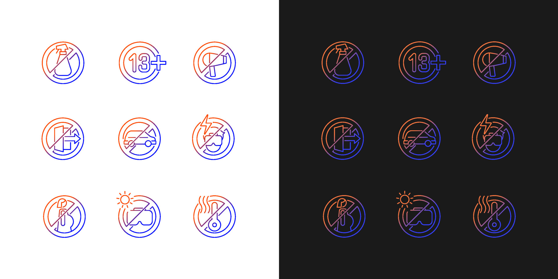 Vr Rules Gradient Manual Label Icons Set For Dark And Light Mode Thin