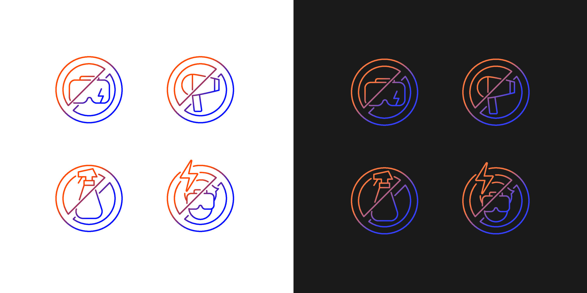 Vr Device Gradient Manual Label Icons Set For Dark And Light Mode Thin Line Contour Symbols