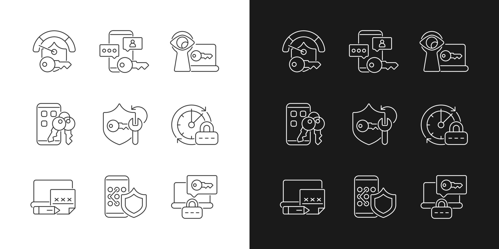 Password Requirements Linear Icons Set For Dark And Light Mode