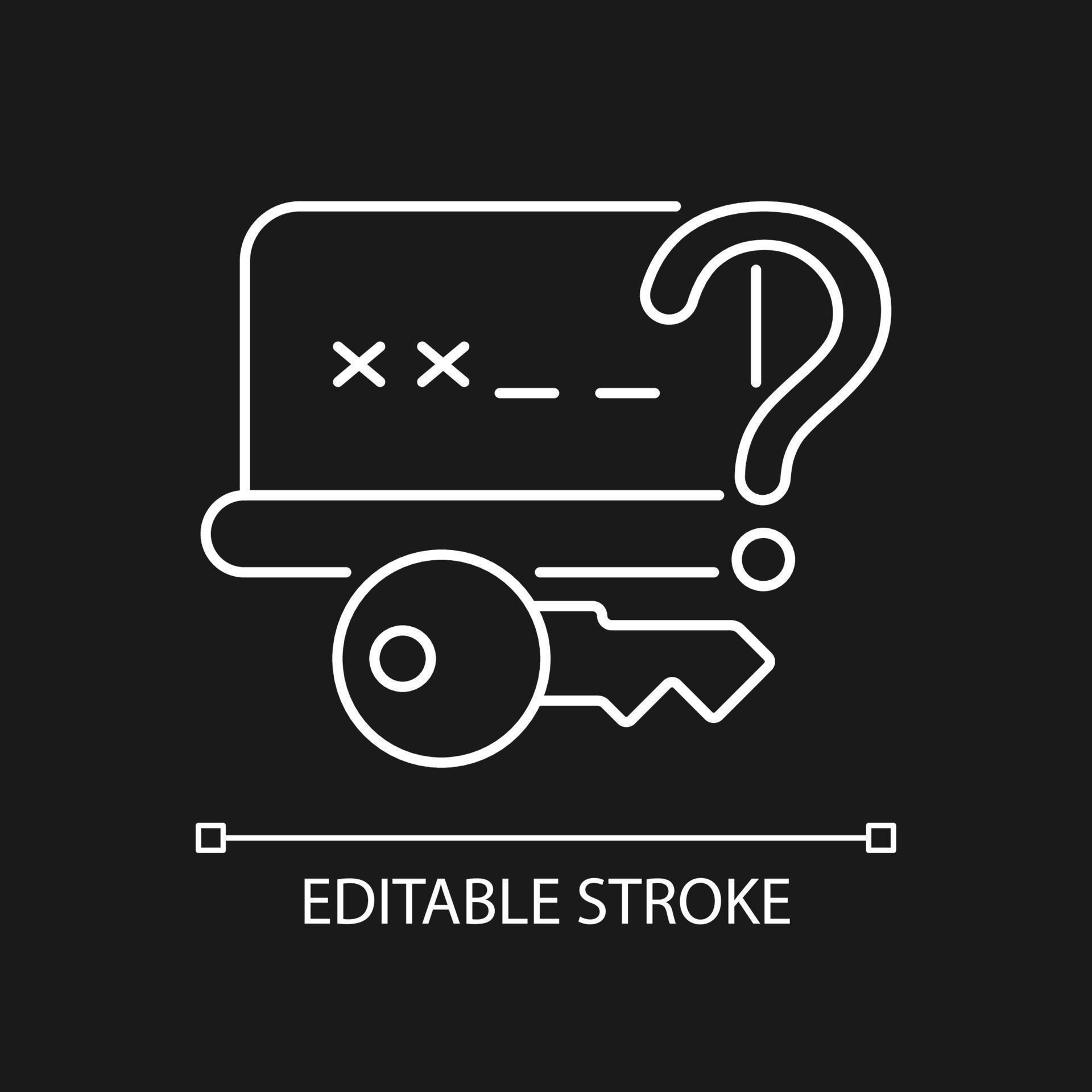 Forgetting Password White Linear Icon For Dark Theme Account Recovery