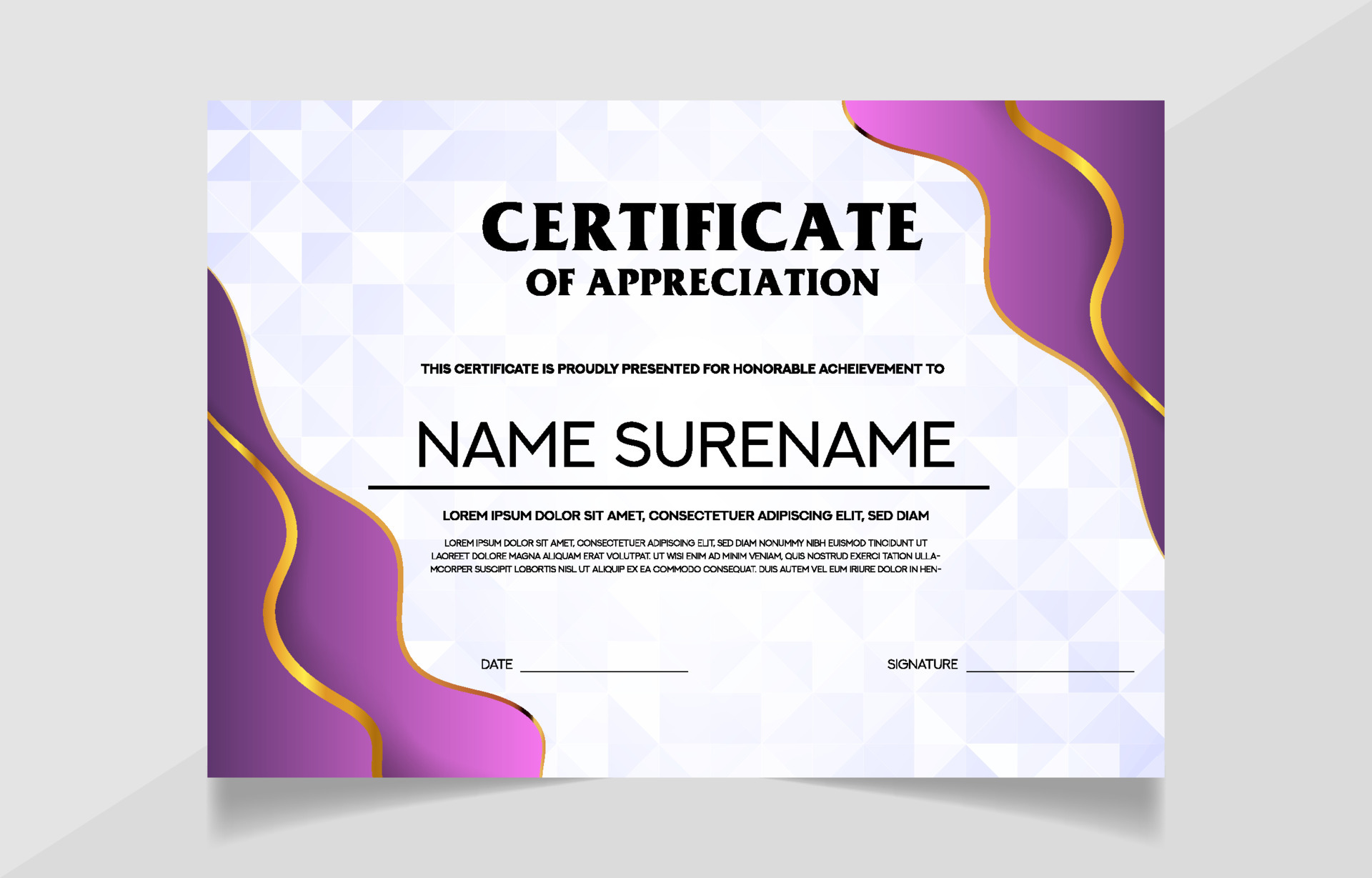 Certificate Template Purple Vector Art, Icons, and Graphics for Free ...