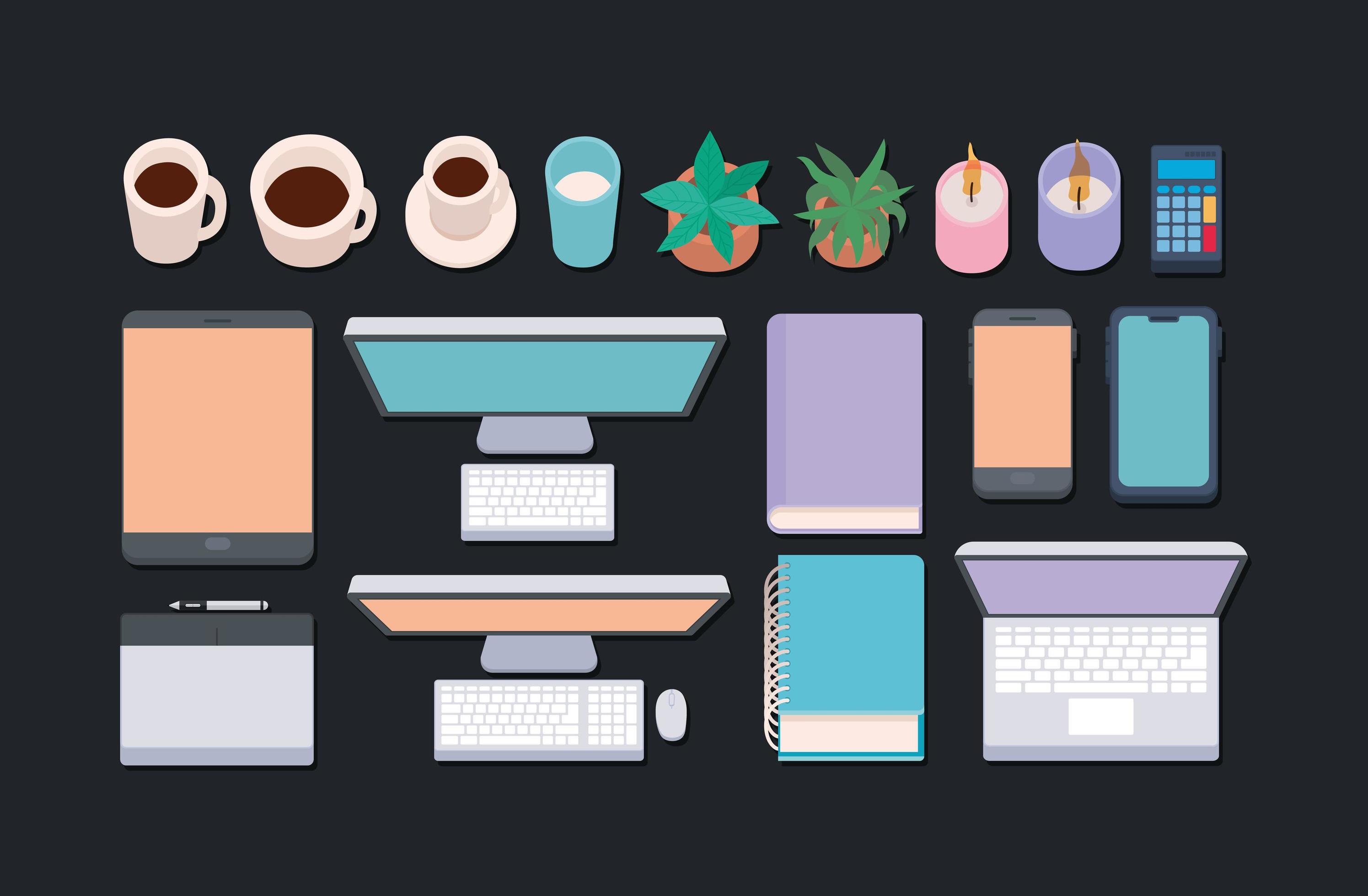 work space items 4429360 Vector Art at Vecteezy