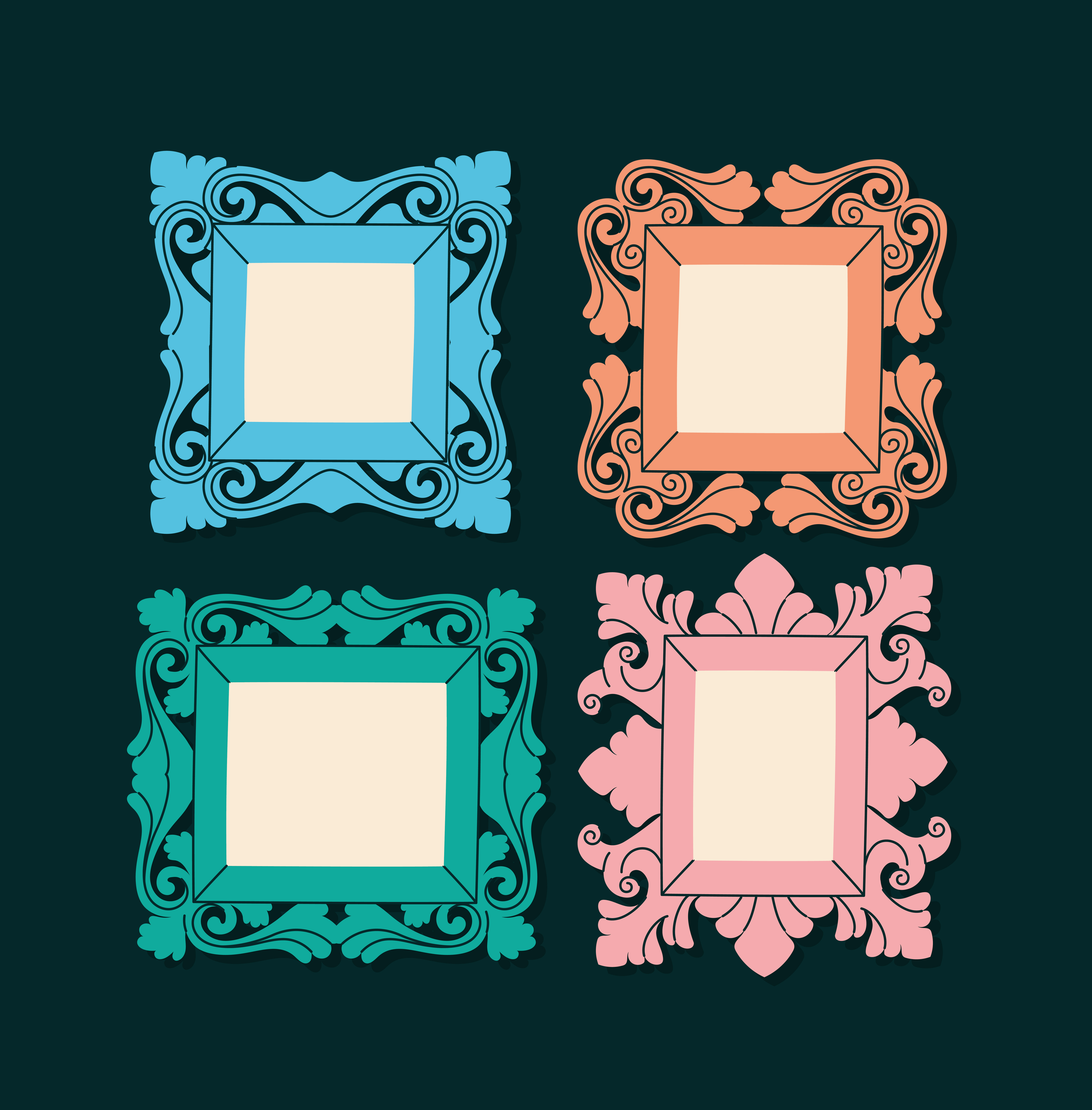 four pretty frames 4430657 Vector Art at Vecteezy