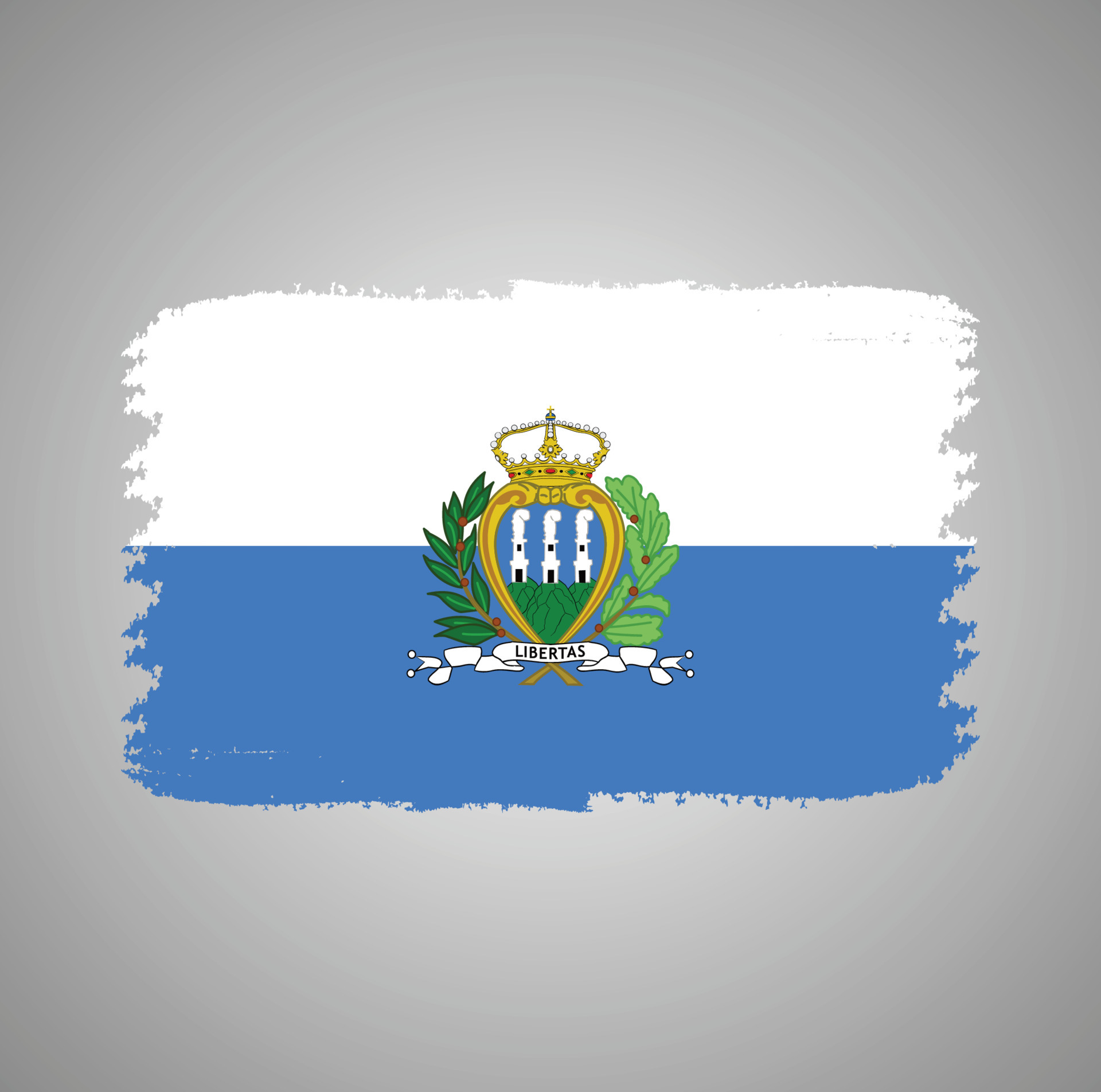 San Marino Flag With Watercolor Painted Brush 4432474 Vector Art at ...