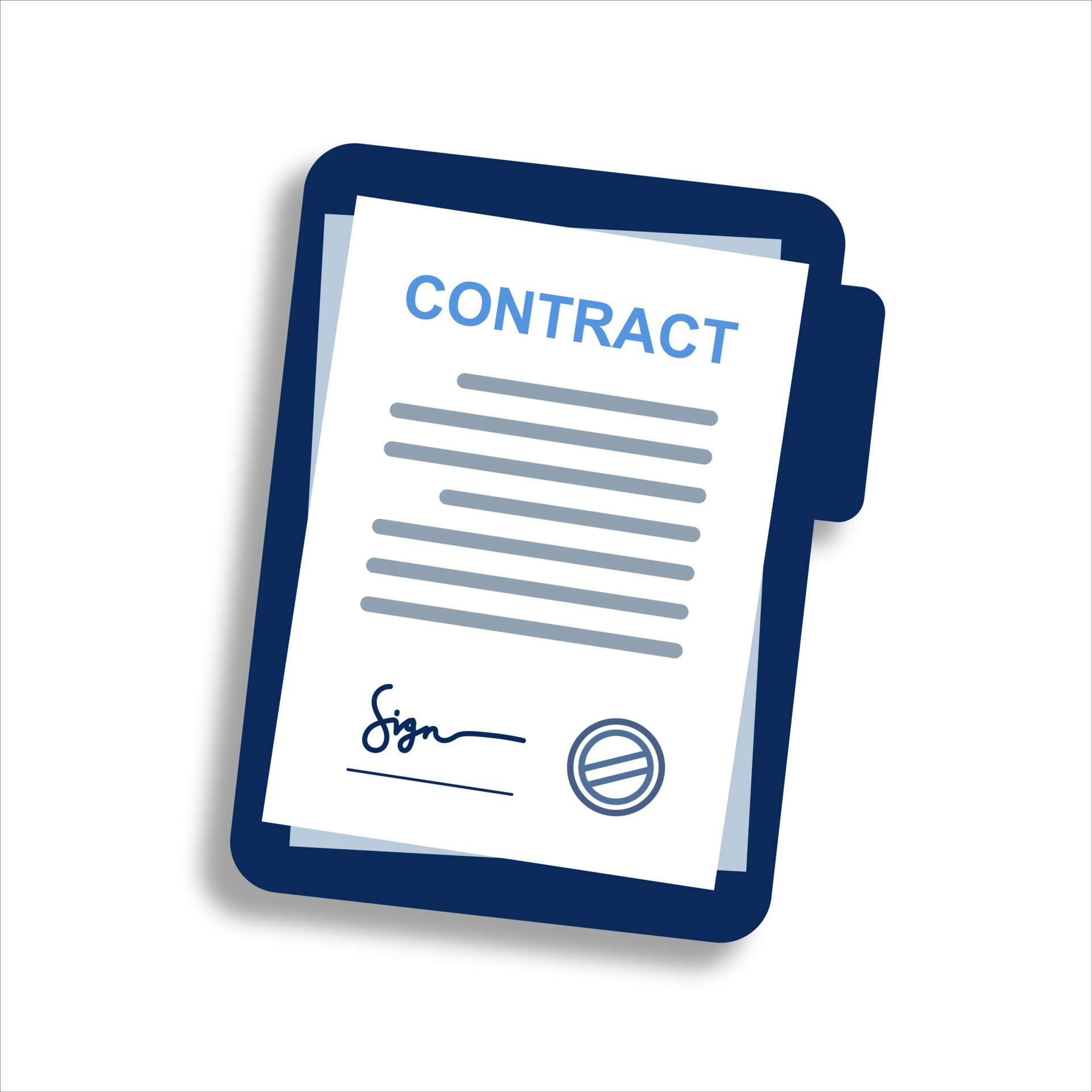 Signed paper deal. Contract paper icon. Agreement paper on white desk ... Signed paper deal. Contract paper icon. Agreement paper on white desk ...