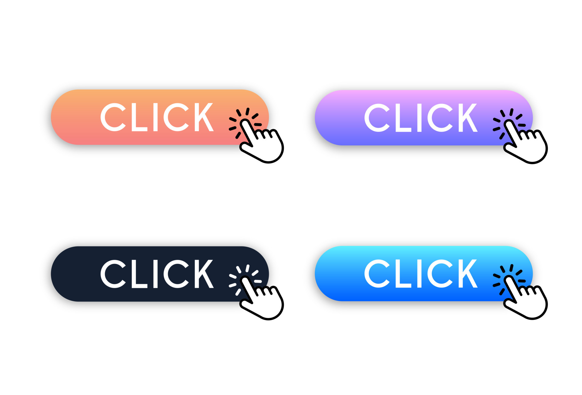 Click button set for website design. Click the gradient button for ...