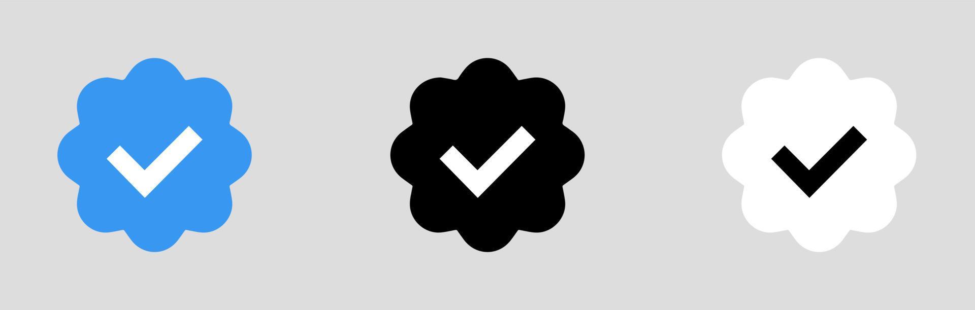 Social Media Account Verification Icons Verified Badge Profile Set Isolated Check Mark On