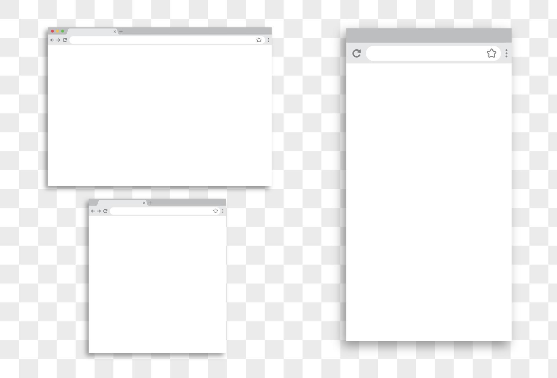 Modern browser window design isolated on transparent background. Web window screen mockup ...