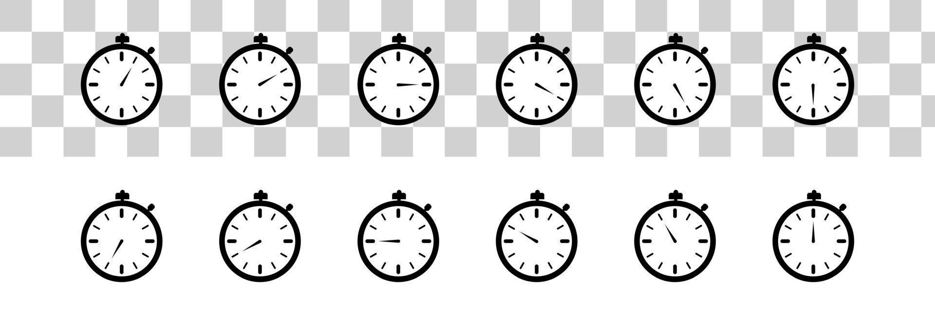 Set of timer icon set. Countdown timers. Stopwatch symbol on a transparent background. 4435940 ...