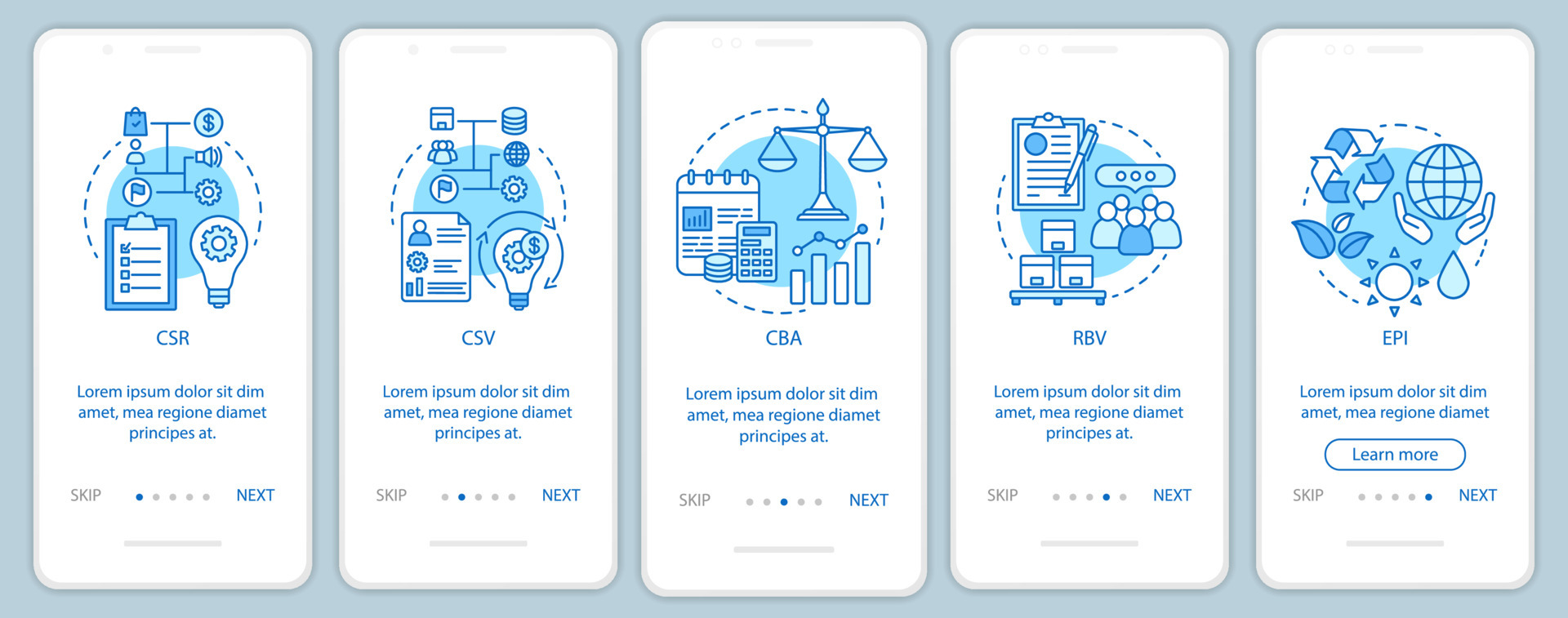Corporate Governance Onboarding Mobile App Page Screen Vector Template Csr Corporate