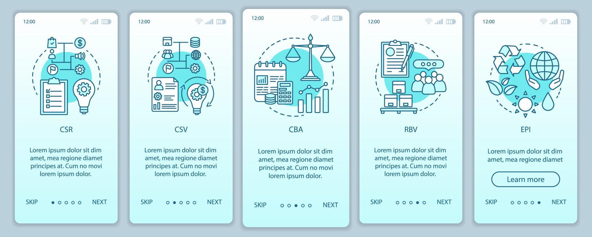 Business Concepts Principles Onboarding Mobile App Page Screen Template Csr Corporate