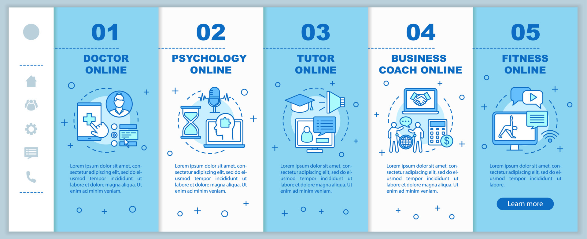 Online Services Onboarding Mobile Web Pages Vector Template Support Consult Responsive