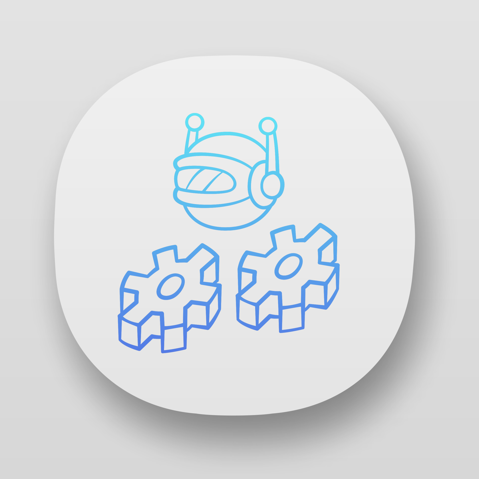 Work bot app icon. Software application. Optimizer robot with cogwheels ...