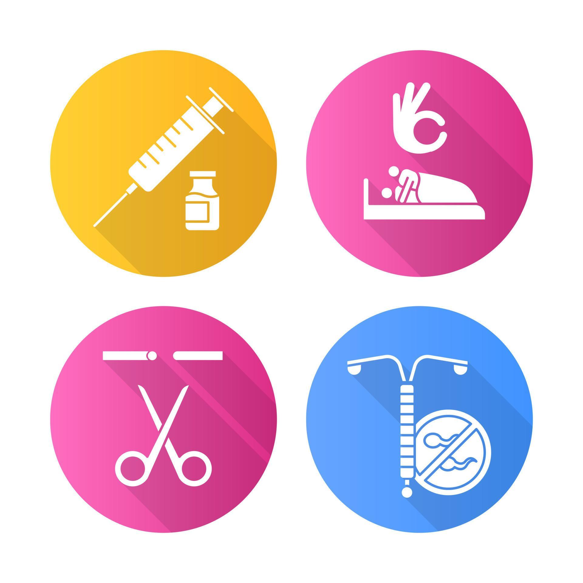 Conjunto De Iconos De Glifos De Larga Sombra De Diseño Plano De Sexo