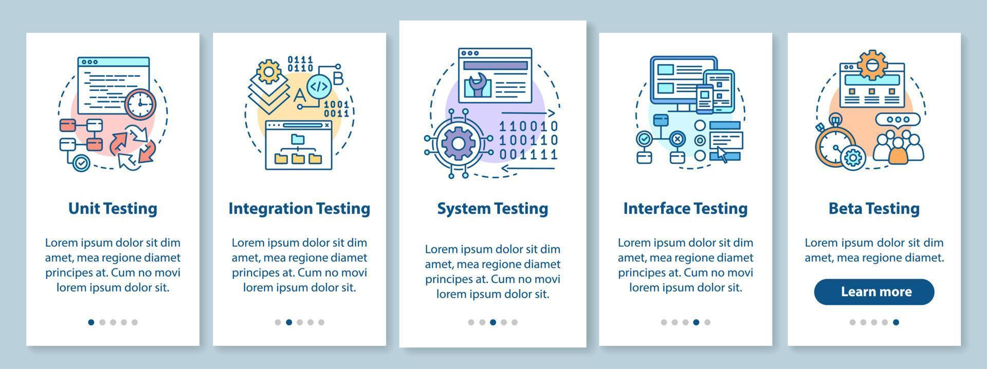 Functional Software Testing Onboarding Mobile App Page Screen With